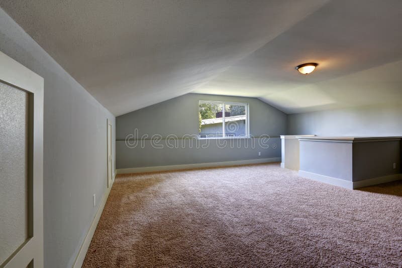 Empty Room with Low Vaulted Ceiling Stock Image - Image of house ...