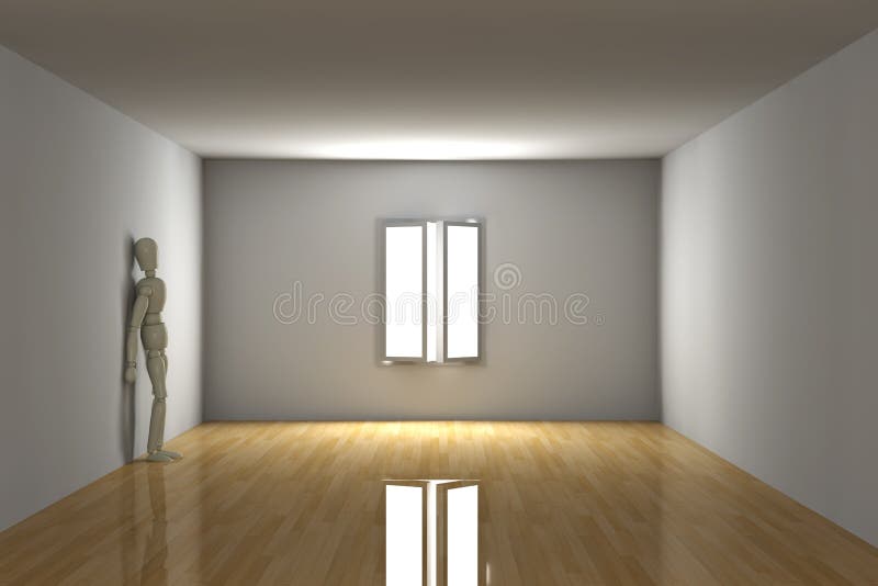 Empty room - Melancholic stock illustration. Illustration of estate ...