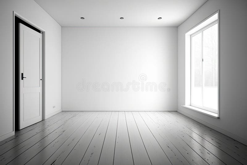 Empty Room for Mockup. Empty Room with Light Wall and Wooden Floor ...