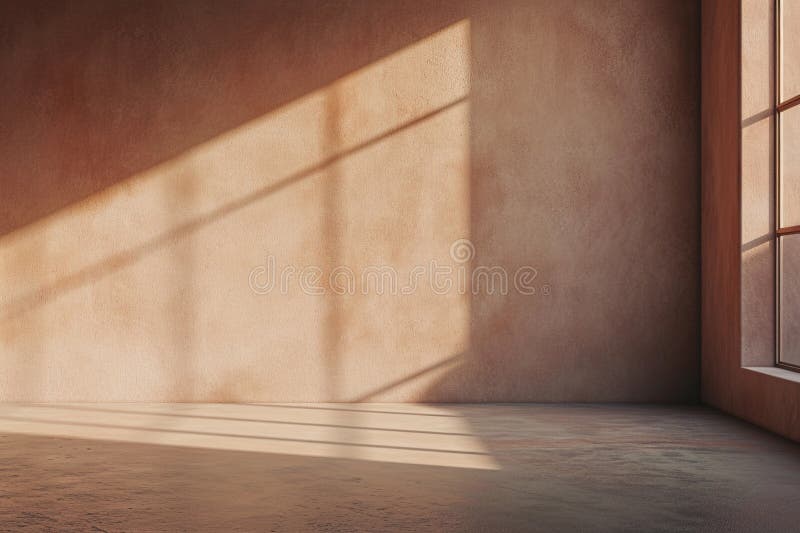 Empty Room with Monochrome Brown Textured Wall with Shadows. Wall Scene ...