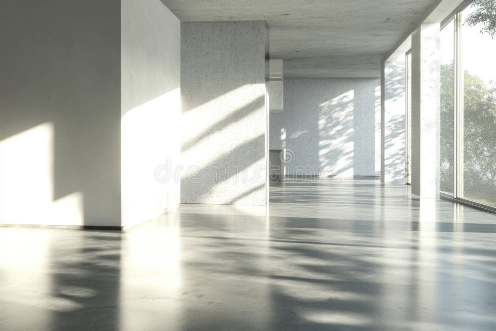 An Empty Room with Multiple Large Windows Letting in Natural Light ...