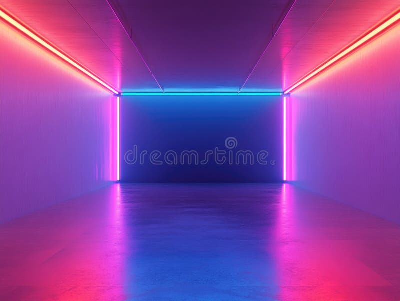 Empty Room with Neon Lights Stock Photo - Image of glow, room: 374774948