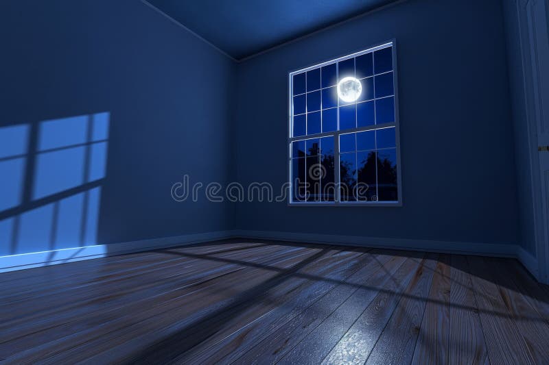 Empty Room at Night with Low Perspective and Moonlight Generative AI ...