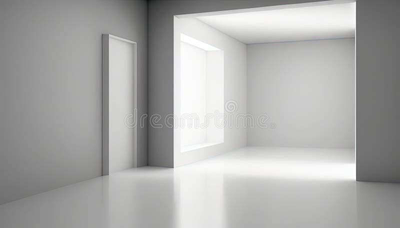 An Empty Room with an Open Door and Light Coming in Stock Illustration ...