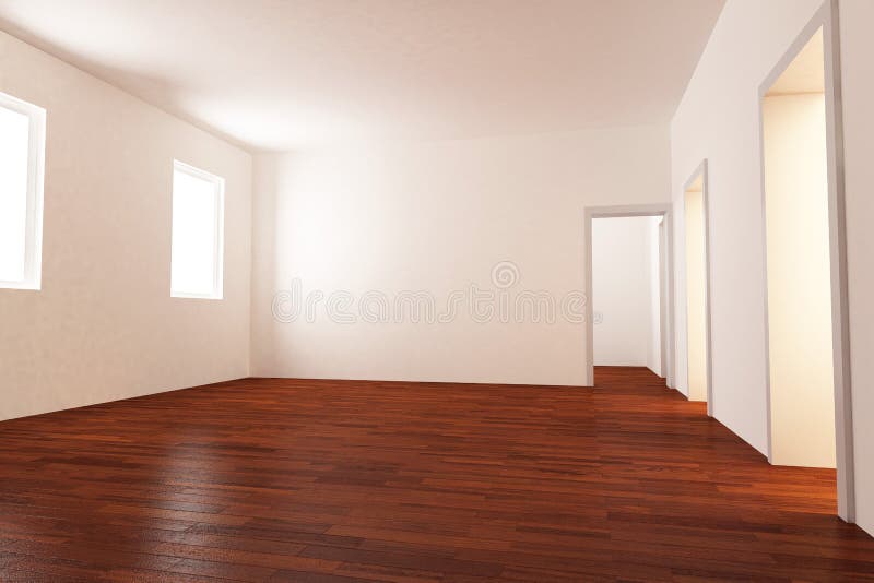 Empty Room with Parquet Floor Stock Illustration - Illustration of ...