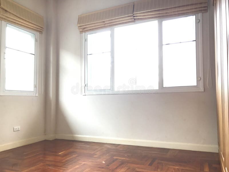 Angle View of Empty Room with Parquet Floor,brown Wallpaper and Stock ...