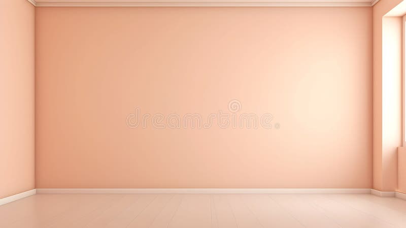 Empty Room with Pastel Peach Color Wall and Floor. Interior Background ...
