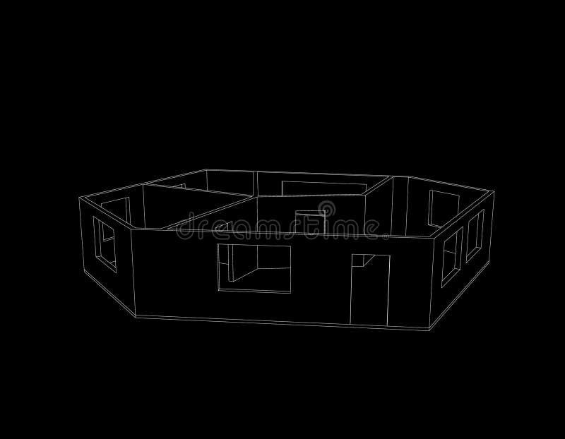 Empty Room Plan.Isolated on White Background.Vector Outline ...