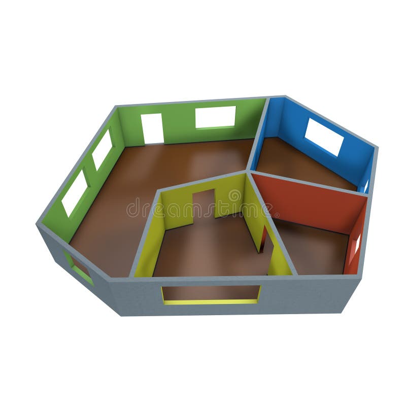 Empty Room Plan.Isolated on White Background.3D Rendering Illustration ...