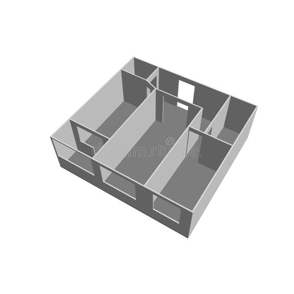 Empty Room Plan.Isolated on White Background.3d Vector Illustration ...