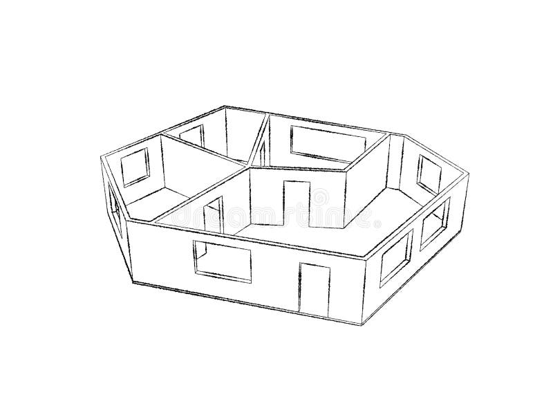 Empty Room Plan.Isolated on White Background.3d Vector Illustration ...