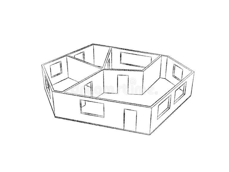 Empty Room Plan.Isolated on White Background Stock Illustration ...