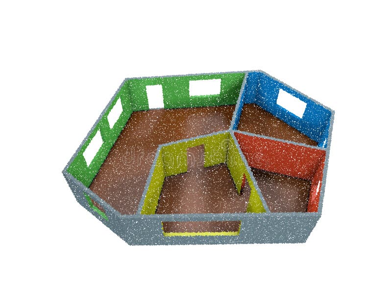 Empty Room Plan.Isolated on White Background.3d Vector Illustration ...