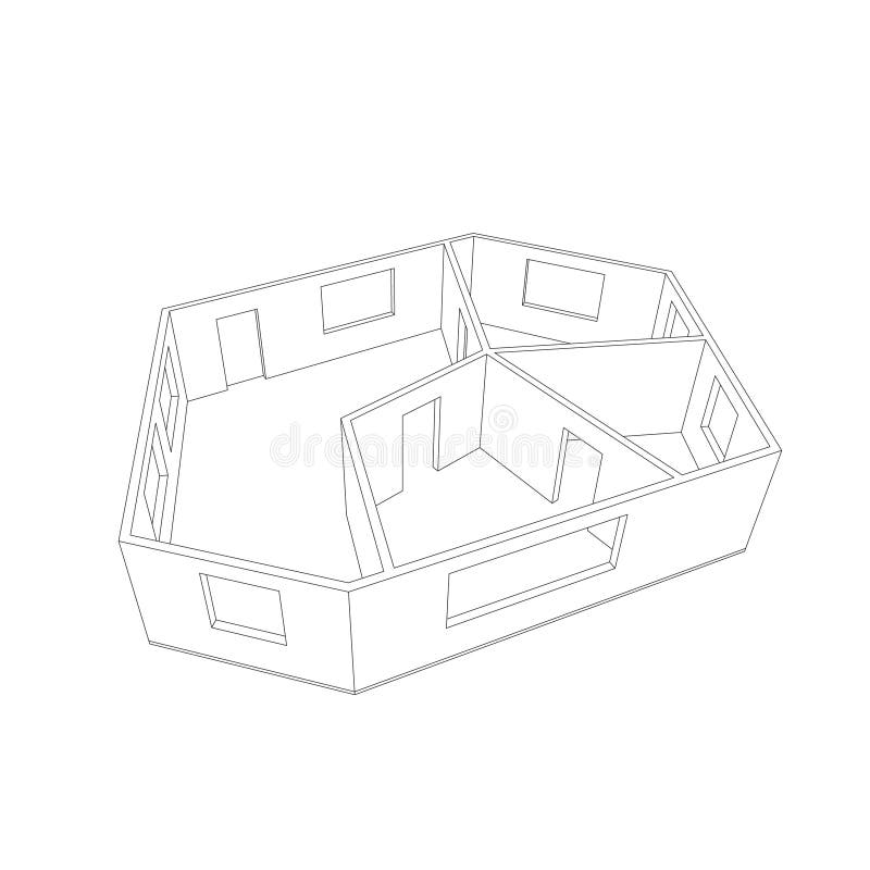 Empty Room Plan.Isolated on White Background.Top View. Stock ...