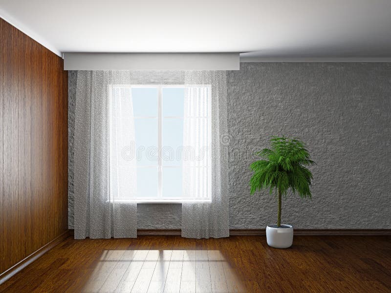 Empty Small Room with Window Stock Illustration - Illustration of ...