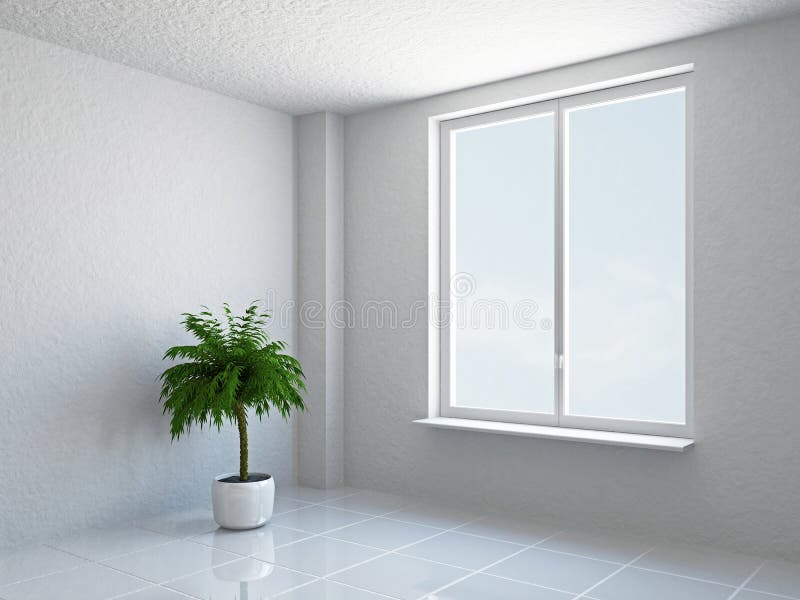 Open window with curtains stock illustration. Illustration of wind ...