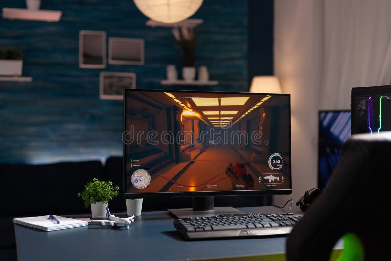 Empty Room with Powerful Computer for Online Competition Stock Image ...