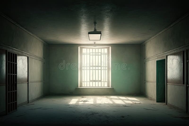 Empty Room with Prison-style Cell, Bars on the Windows and Solitary ...