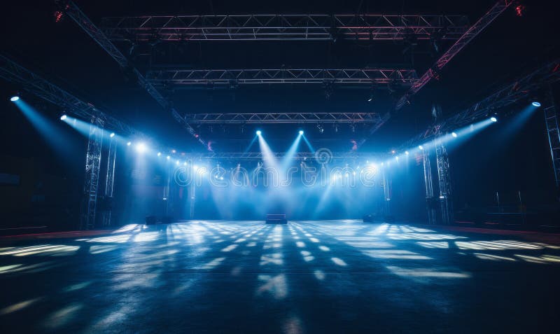Empty Room for Product Display with Concert Stage Spotlight Lighting ...