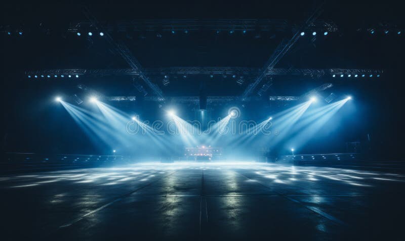 Empty Room for Product Display with Concert Stage Spotlight Lighting ...