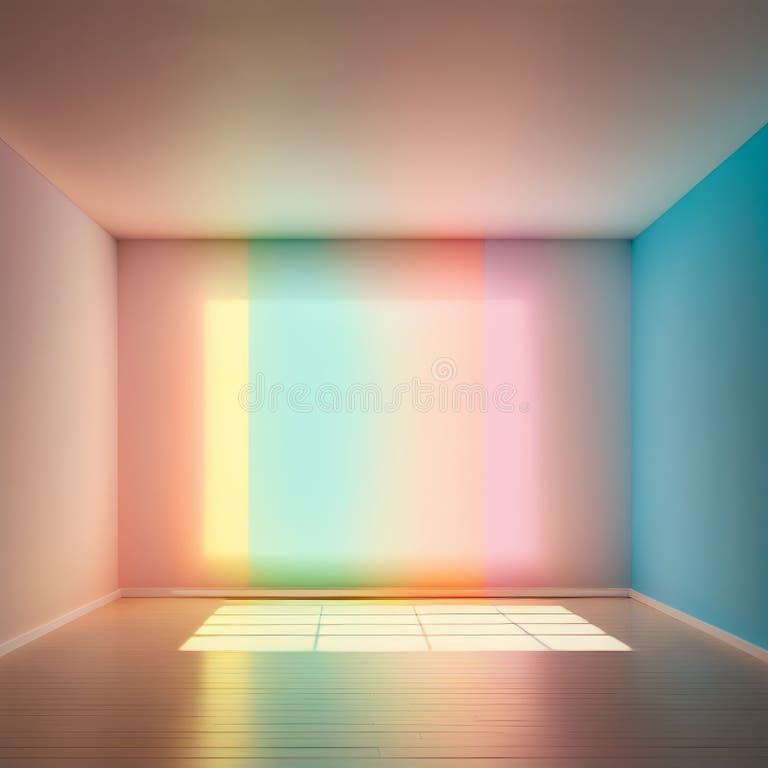 Empty Room with Rainbow Colors Empty Room with Rainbow Colors 3d Render ...
