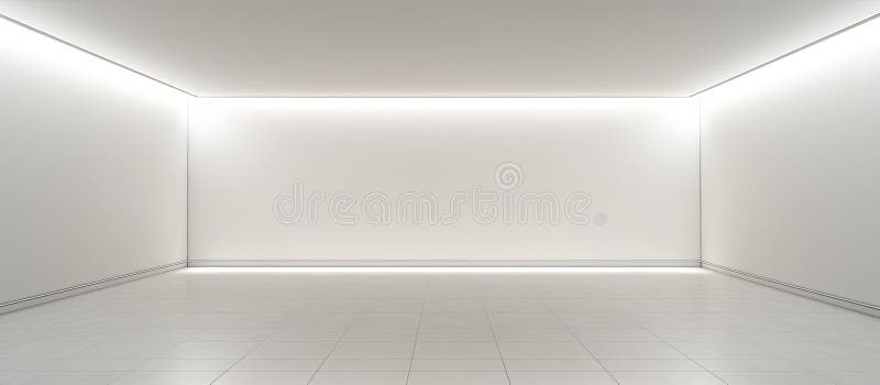 An Empty Room with Rectangular Shape, White Tinted Walls, and a Ceiling ...