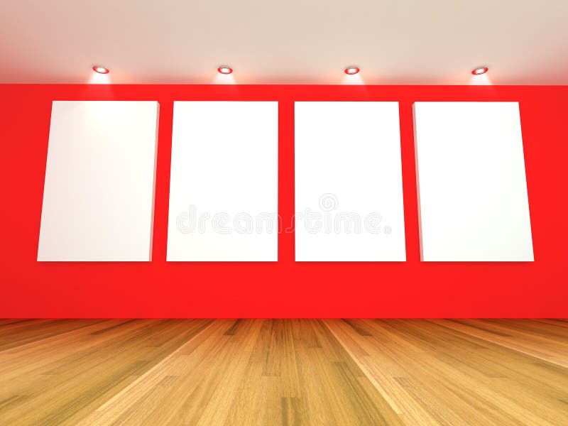 Empty room red gallery stock illustration. Illustration of design ...