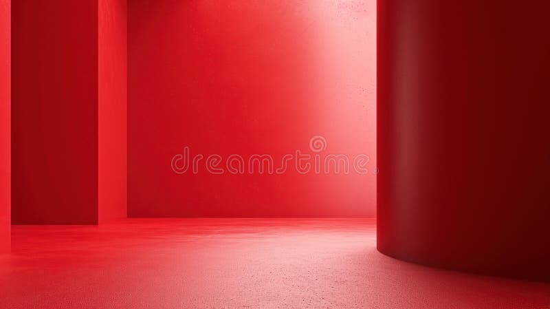 Empty Room with Red Walls and Floor, Minimalistic, Bold, and Striking ...