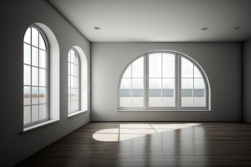 Empty Room with Row of Windows, Providing View of the Outside World ...