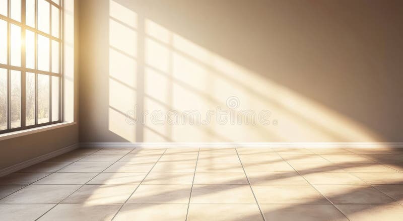 An Empty Room S Interior is Lit by Warm Sunlight, with Long Shadows ...