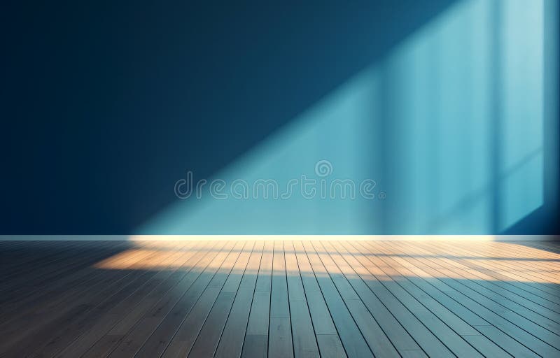 Empty Room with Shadow and Wood Floor Stock Image - Image of floor ...