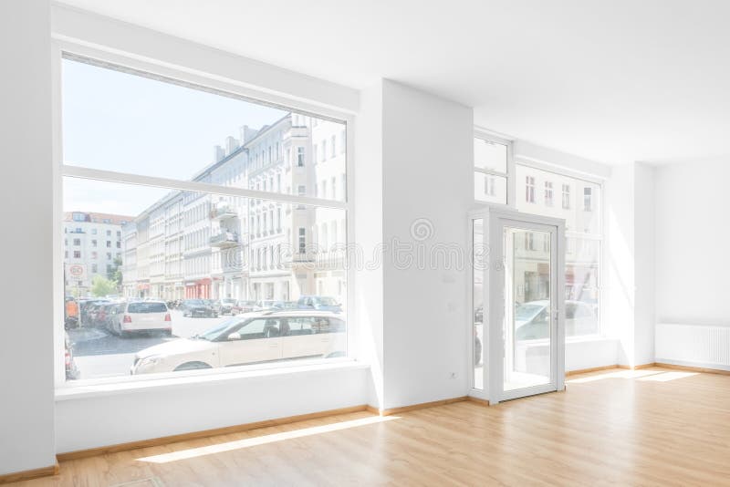 Empty Room, Shop Interior with Shopping Window Stock Photo - Image of ...