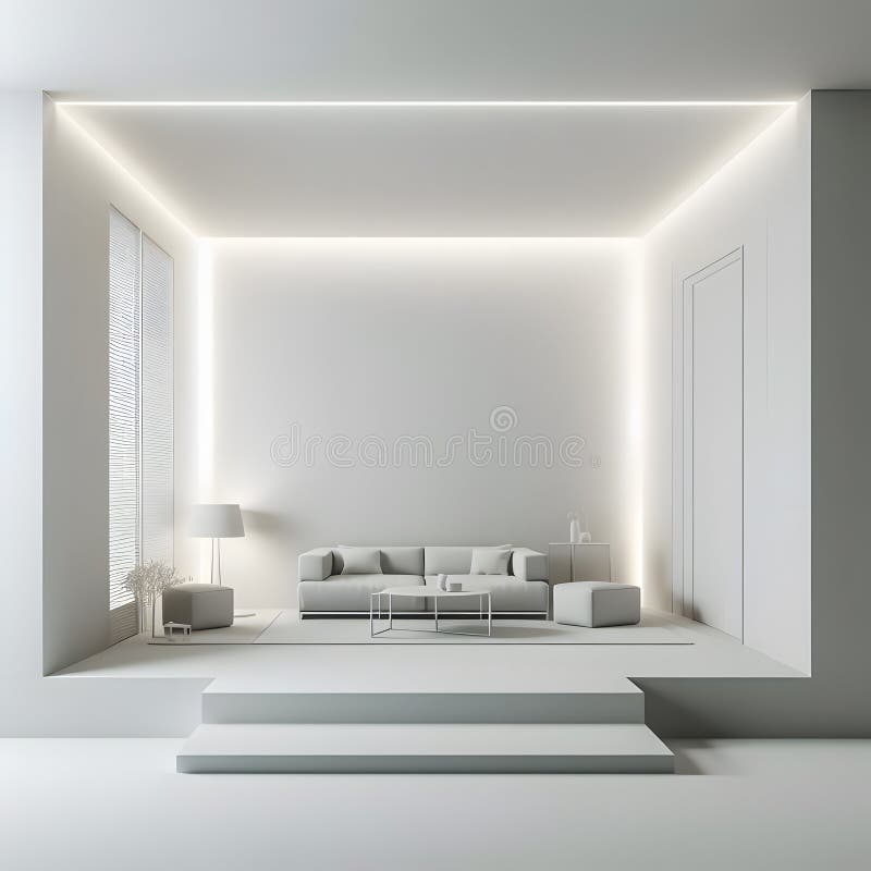 Empty Room Showcasing Architectural Structures Inside, White Walls ...