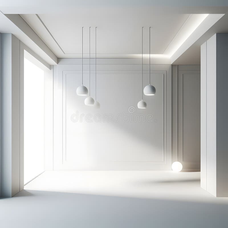 Empty Room Showcasing Architectural Structures Inside, White Walls ...
