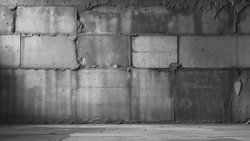 Empty Room Showing Concrete Blocks Wall and Floor Stock Illustration ...