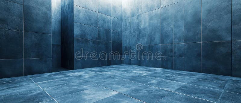 Empty Room Shows Tile Floor and Walls with Modern Interior Design Stock ...