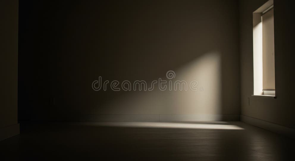 Empty Room with Single Light Beam Stock Illustration - Illustration of ...