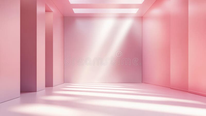 Empty Room with Soft Pink Walls and Sunlight Streaming through ...