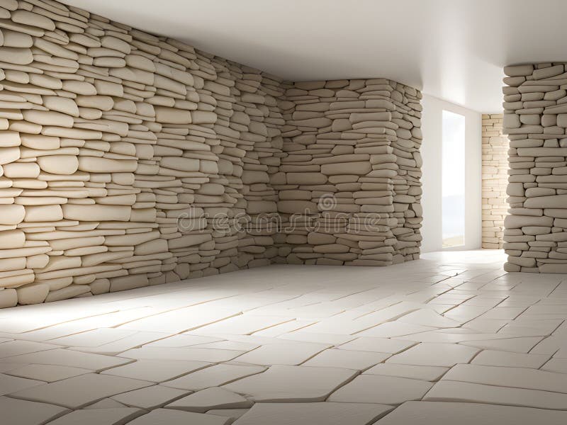 Empty Room with Stone Wall and Windows Stock Illustration ... Empty Room with Stone Wall and Windows Stock Illustration ...