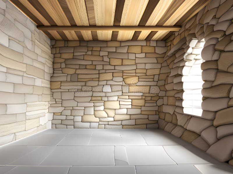 Empty Room with Stone Wall and Windows Stock Illustration ... Empty Room with Stone Wall and Windows Stock Illustration ...