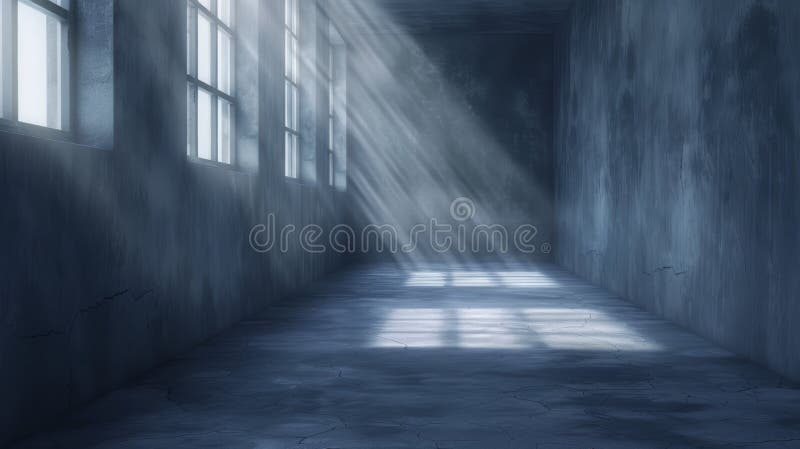 Empty Room with Sun Rays Streaming through Windows, Casting Shadows on ...