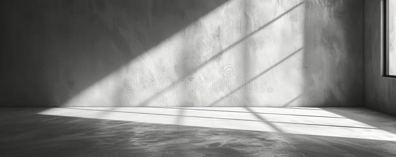Empty Room with Sunlight Casting Shadows on the Wall and Floor Stock ...