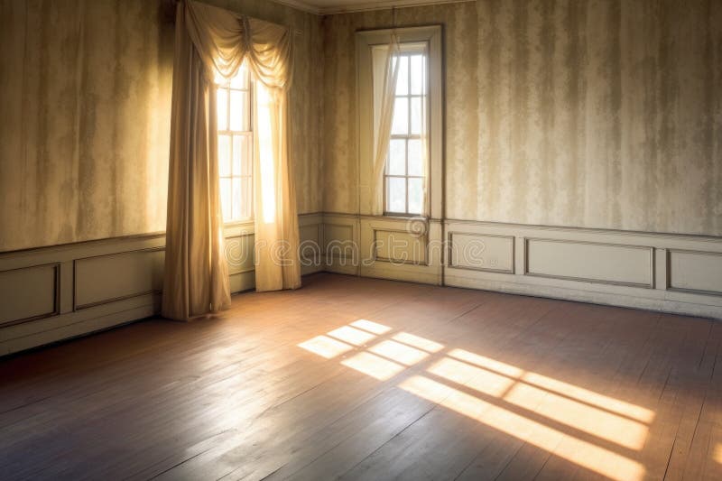 Empty Room with Sunlight Casting Shadows on Walls Stock Illustration ...