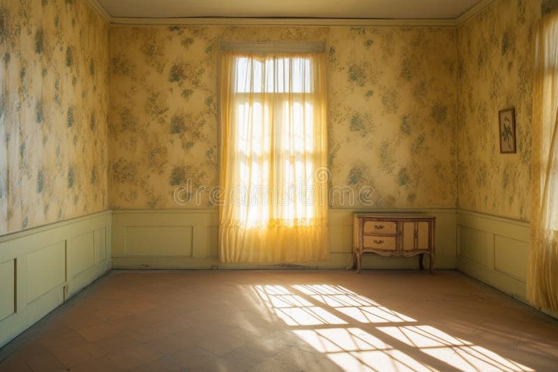 Empty Room with Sunlight Casting Shadows on Walls Stock Illustration ...