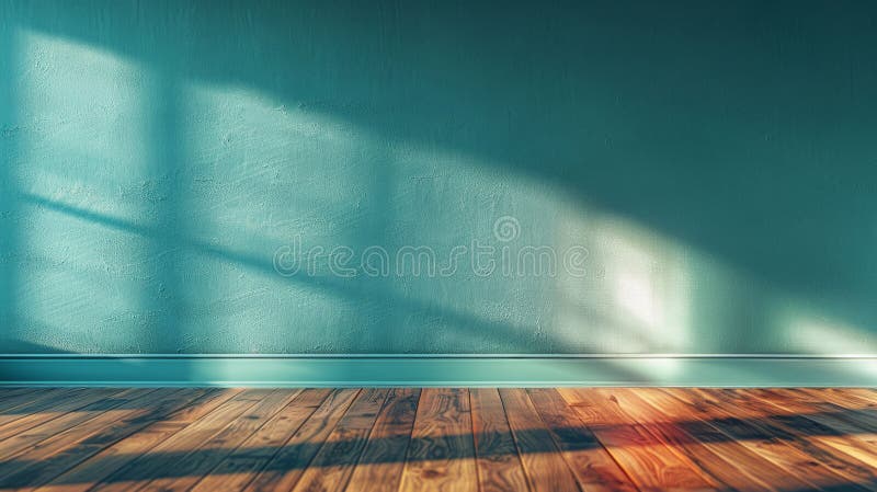 An Empty Room with Sunlight Casting Shadows on a Wooden Floor. Stock ...