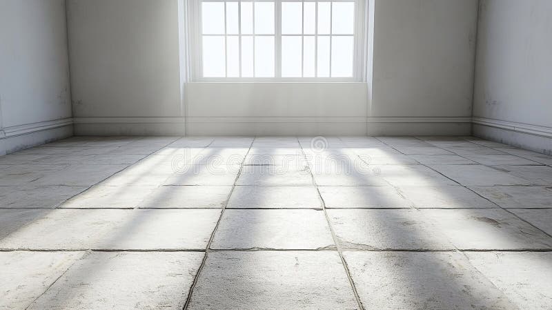 Empty Room with Sunlight on Tiled Floor Stock Illustration ...