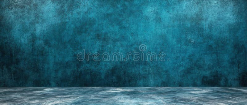Empty Room with Teal Wall and Floor, Simple Interior Design Theme Stock ...