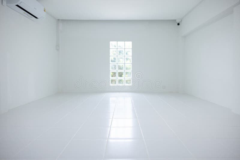 Empty Room with Tile Floor Suit for Background Stock Image - Image of ...