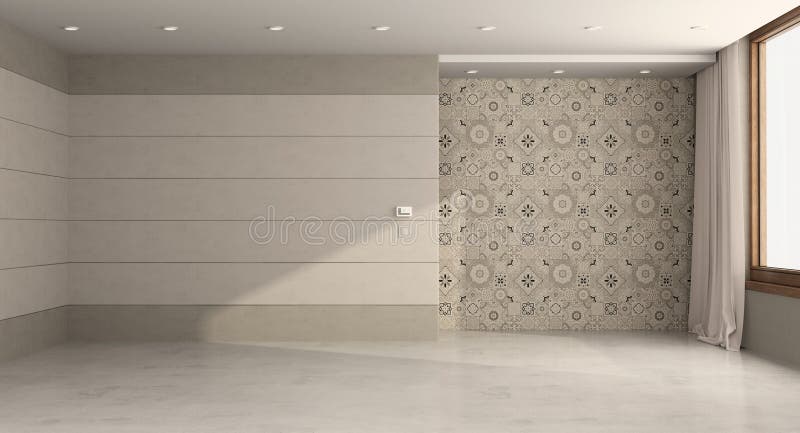 Empty Room with Tiled Wall in the Background Stock Illustration ...