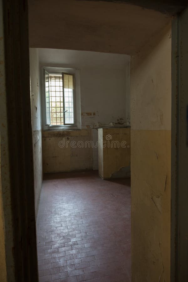 Empty Room with a Toilet in an Old Prison Stock Image - Image of ...